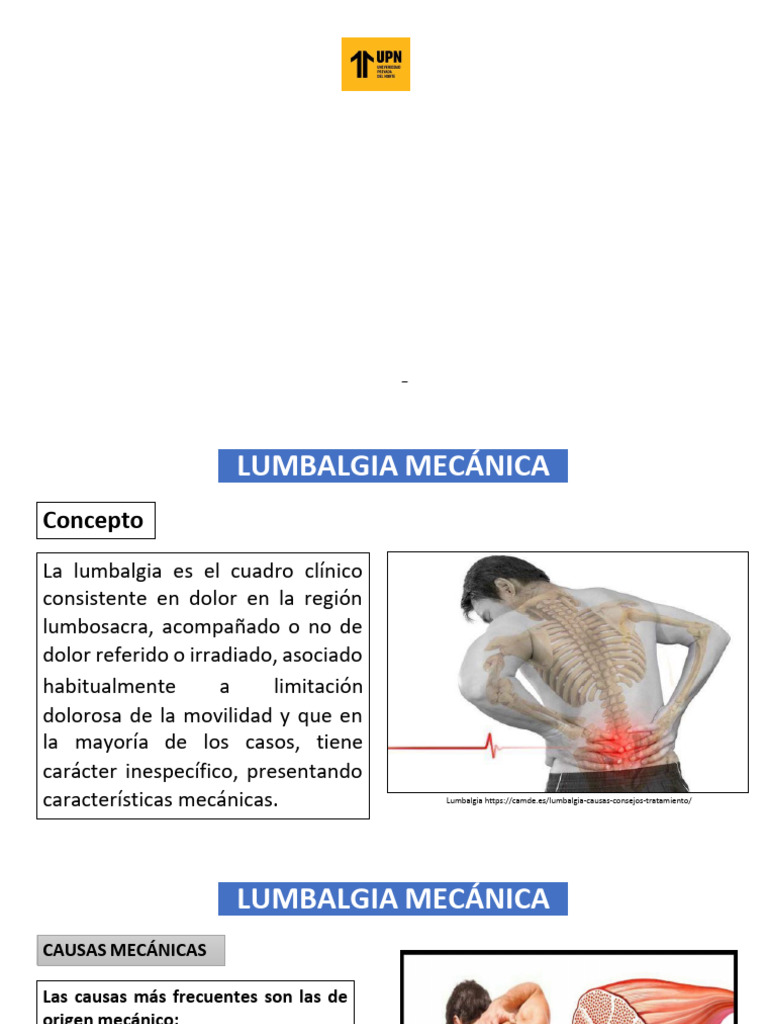 T1 GRUPO 8. Lumbalgia Mecánica | PDF