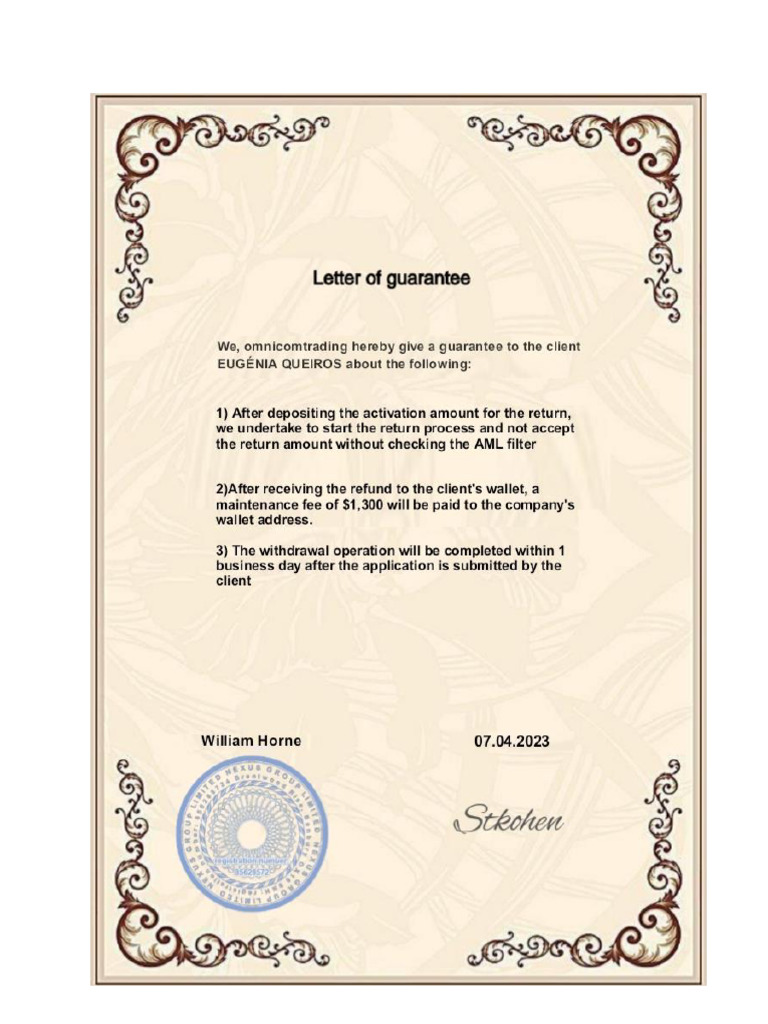 Letter Of Guarantee | PDF