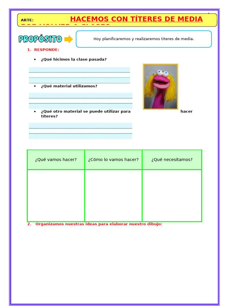 U6 S2 Ficha D5 Arte Titere de Media 998591174 | PDF