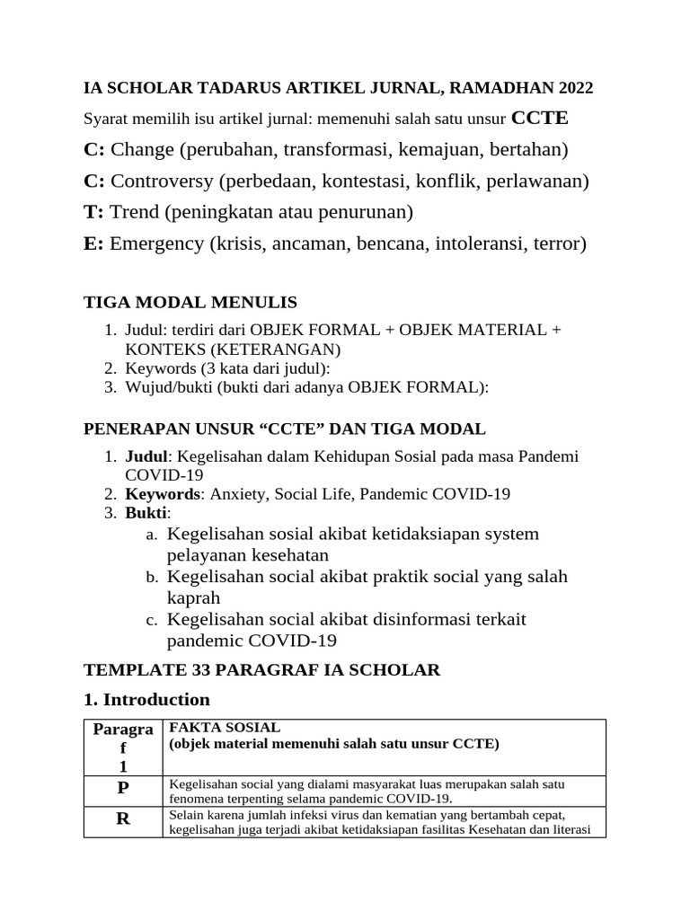 Template Artikel Tadarus Ia Scholar C050422 | PDF