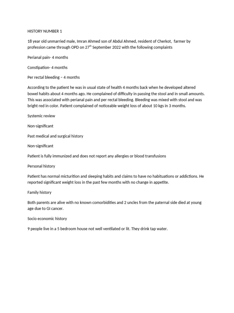 S5 Patient History | PDF