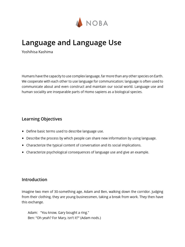 Language and Language Use | PDF