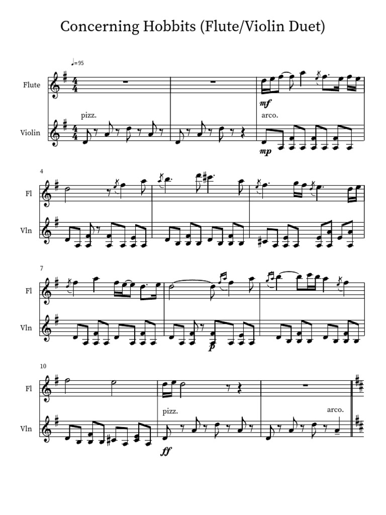 Concerning Hobbits (Flute - Violin Duet) | PDF