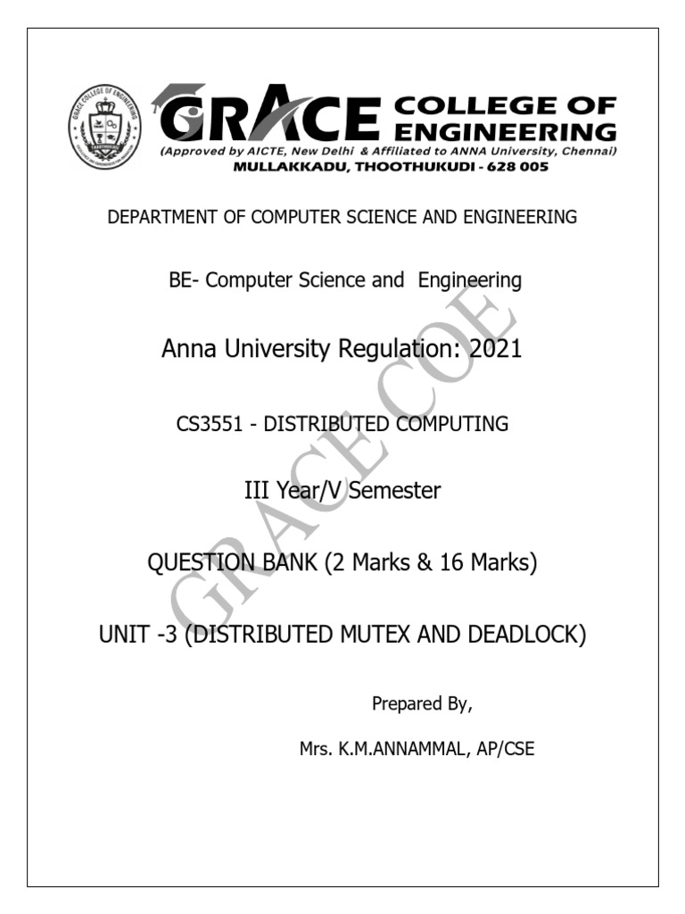 V CSE CS3551 DC QB Unit-3 | PDF