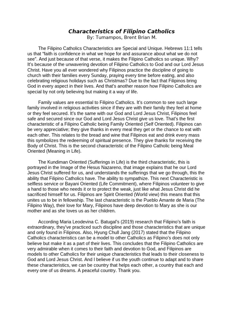 Characteristics of Filipino Catholics | PDF | Catholic Church | Jesus