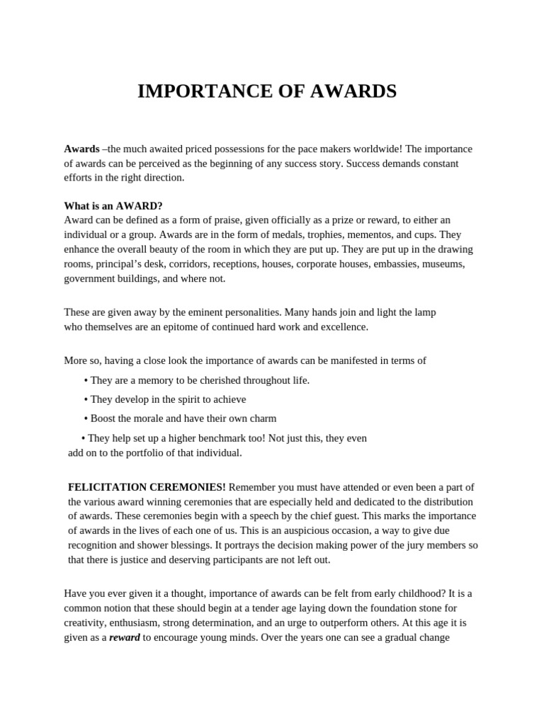 Importance of Awards | PDF