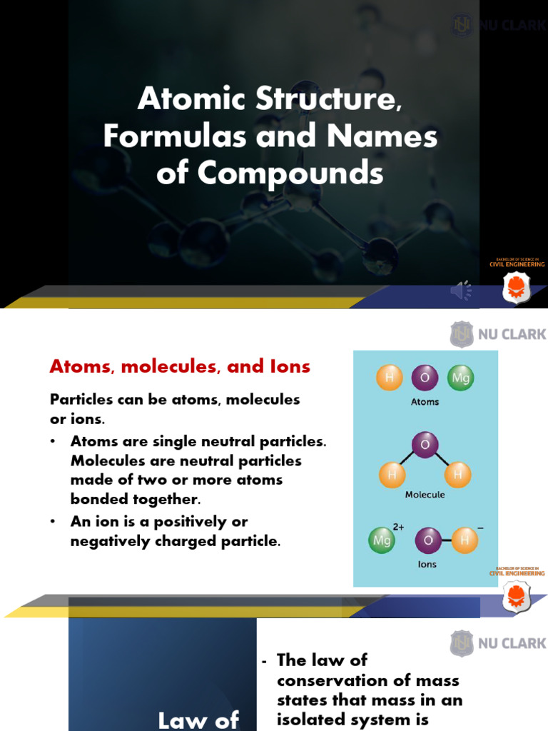 Lec3 Entv21d Atoms-Molecules-Ions | PDF