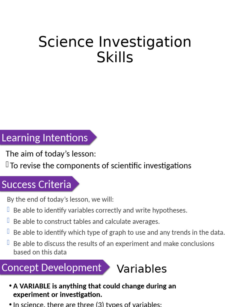Year 9 Science W8 L1 Investigation Skills | PDF