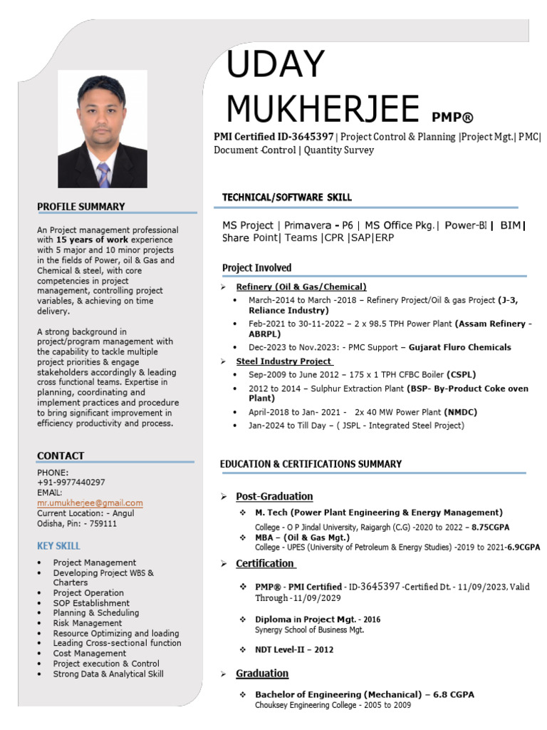 Project Control and Planning - Uday Mukherjee | PDF
