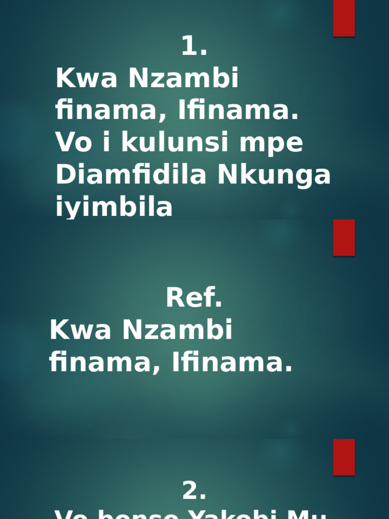 Kwa Nzambi Finama, Ifinama. Vo I Kulunsi Mpe Diamfidila Nkunga Iyimbila ...