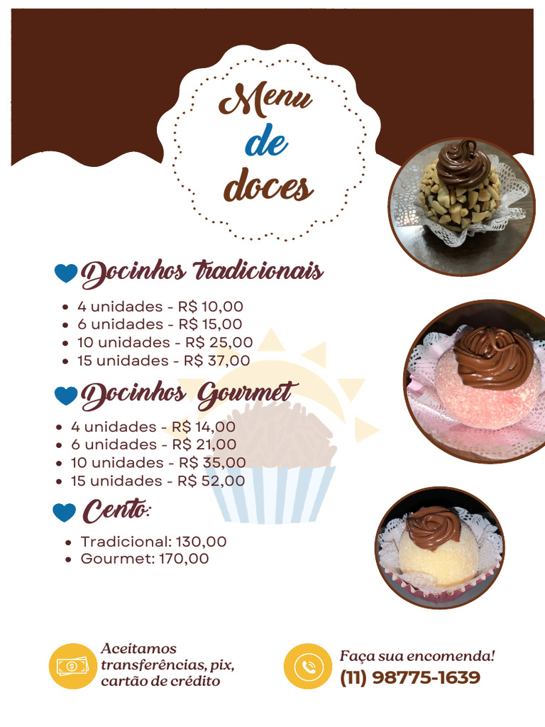 Cardápio de Bolos Confeitaria Moderno Rosa Marrom Menu | PDF | Estilo ...