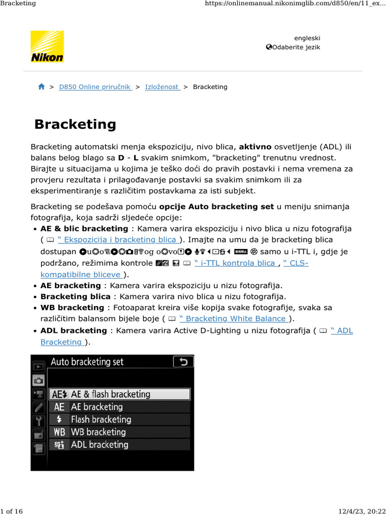 Bracketing Ekspozicije. | PDF