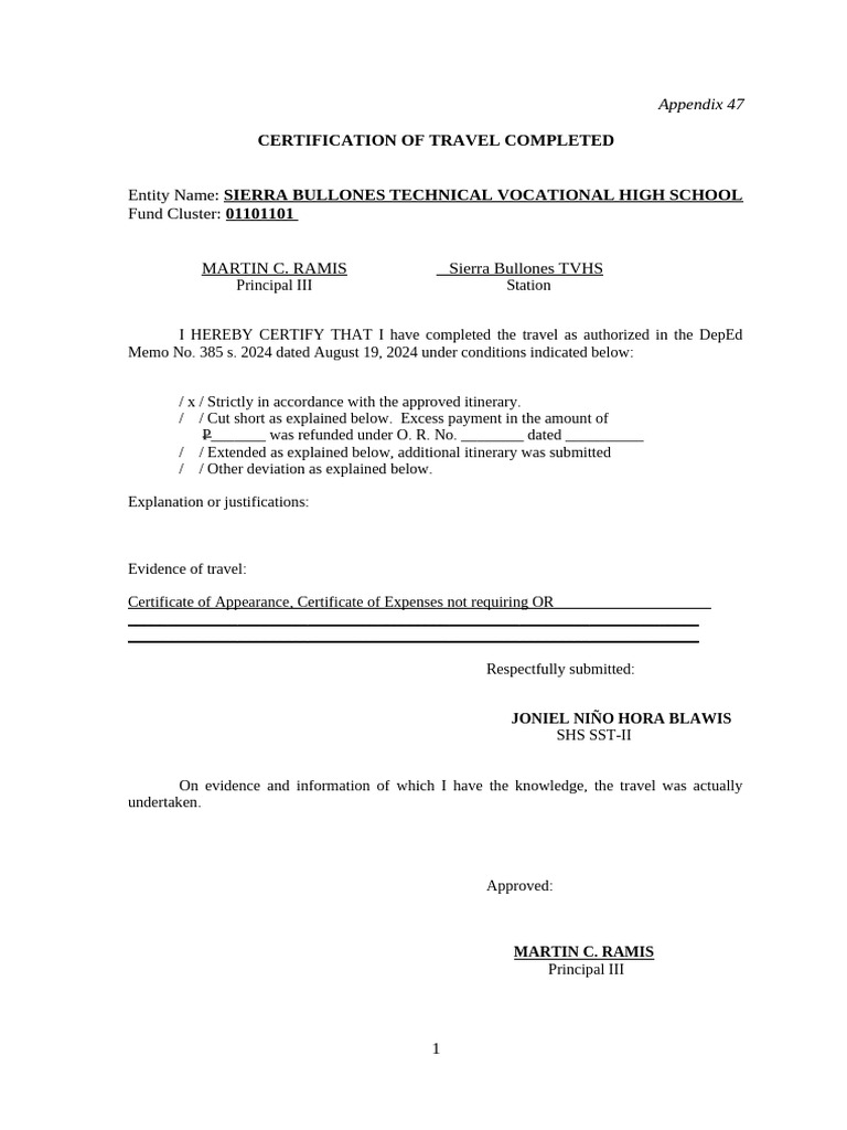 Appendix-47-Certification-of-Travel-completed (1) (1) | PDF