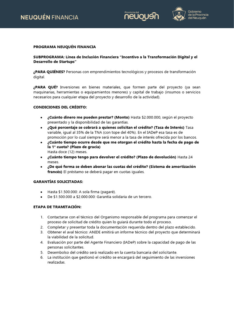 Neuquen Financia 2024 | PDF | Bancos | Interés