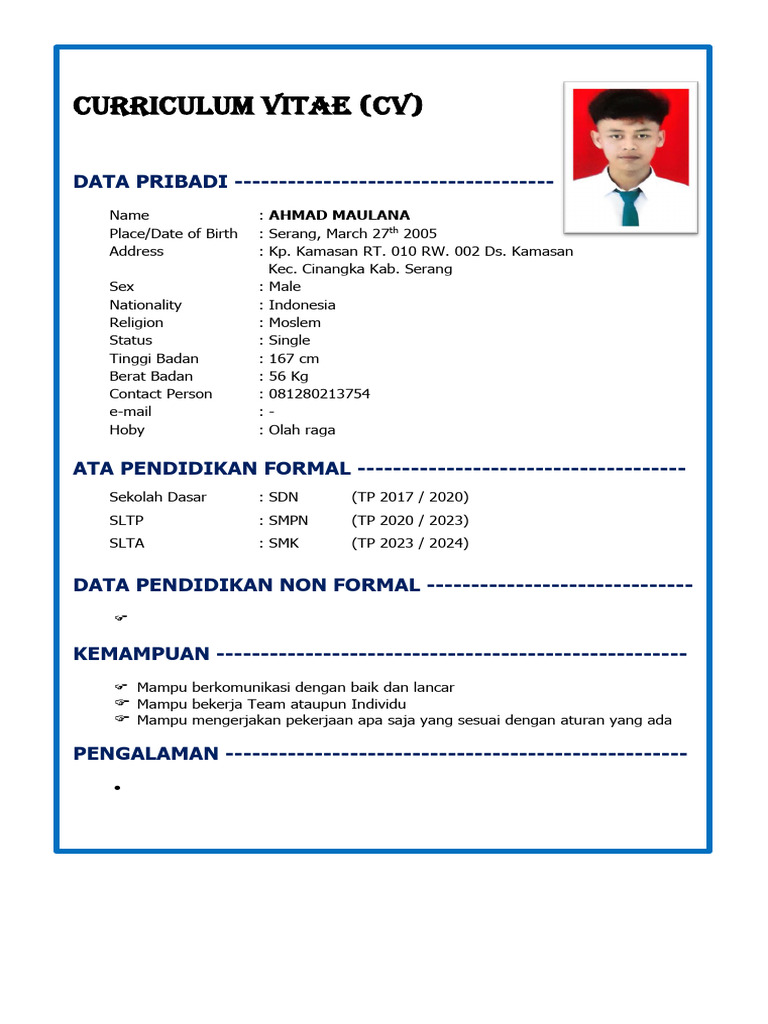 CV Ahmad Maulana-1 | PDF