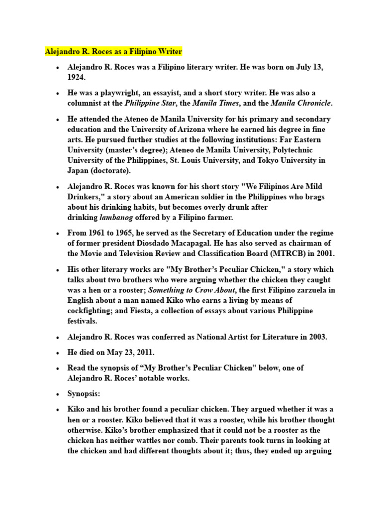 Filipino Writers | PDF