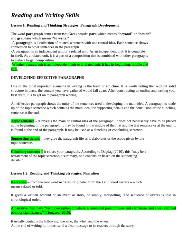 Reading and Writing Skills | PDF