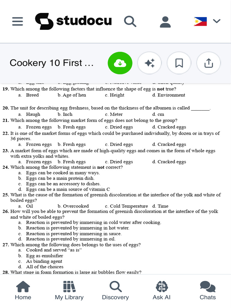 Cookery 10 First Quarter EXAM - TLE - Cookery 10 FIRST QUARTER EXAM ...