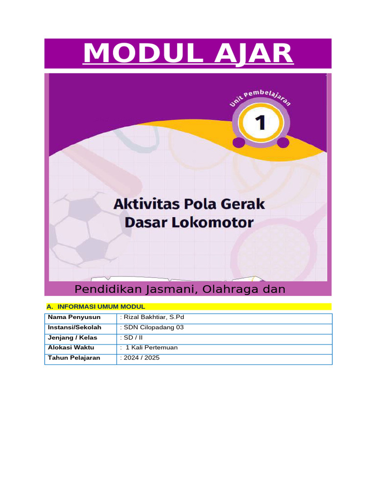 Modul Ajar PJOK PMM RZL | PDF