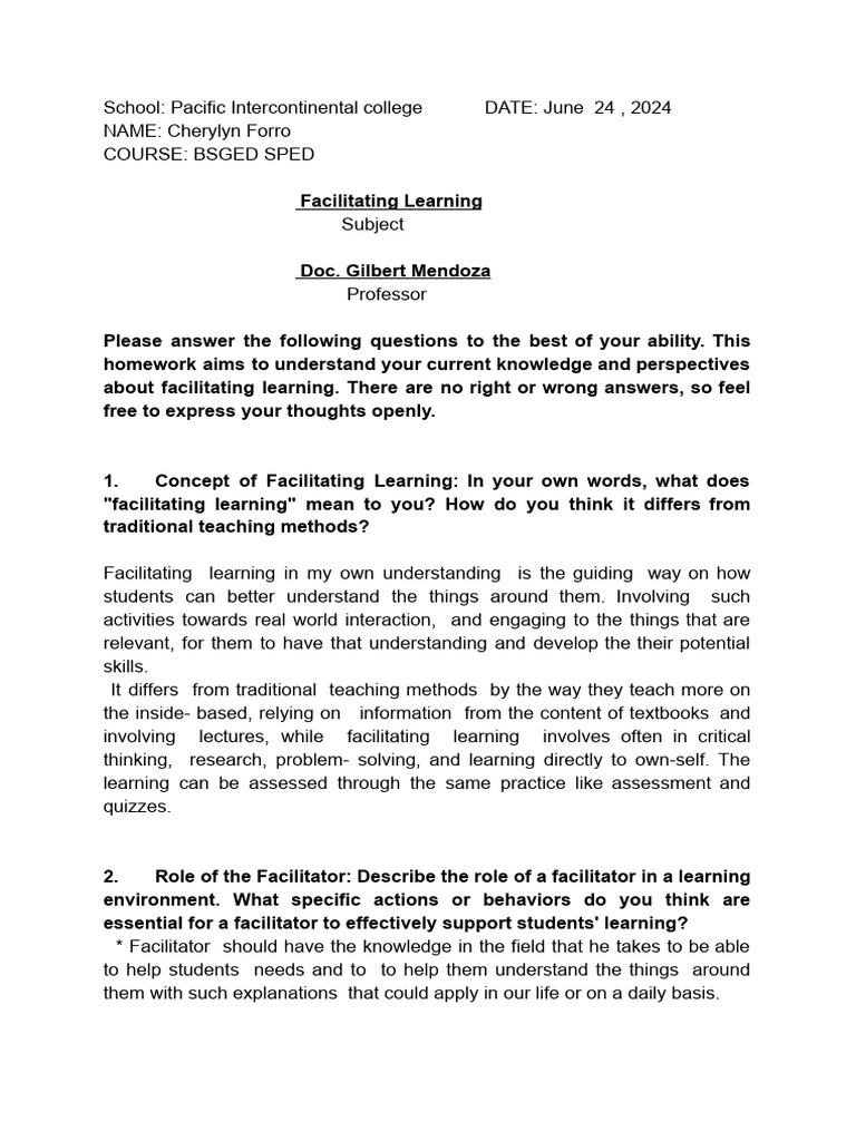 Facilitating Learning.Activity1 (1) | PDF