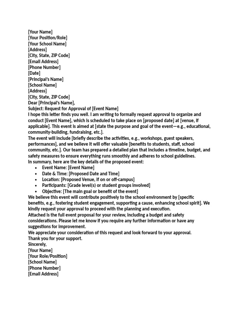 Approval Letter for an Event | PDF