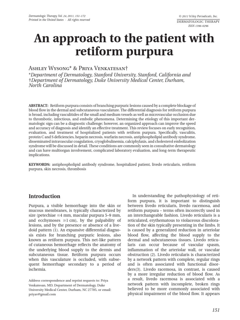 Purpura Retiforme Antigo | PDF