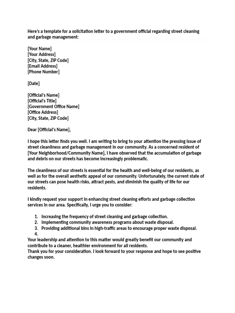 Solicitation Letter To A Government Official | PDF