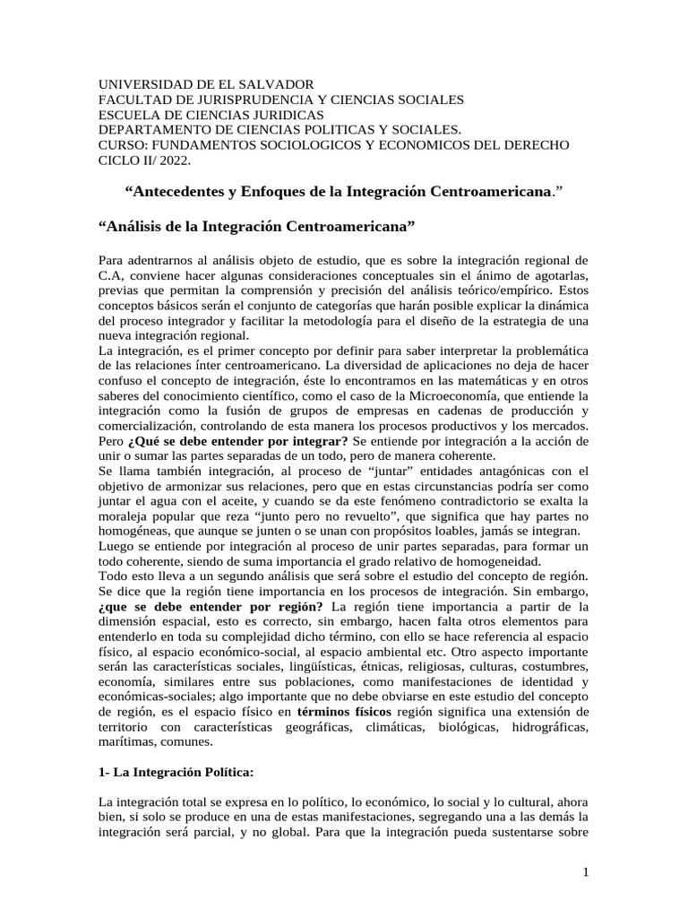 Antecedentes y Enfoques de La Integracion. BIBLIOGRAFIA COMPLEMENTARIA ...