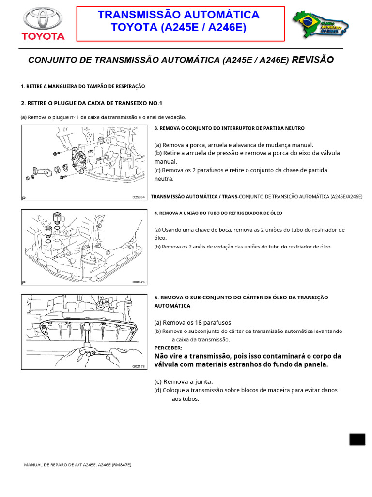 Conjunto de Transmissão Automática (A245E / A246E) | PDF