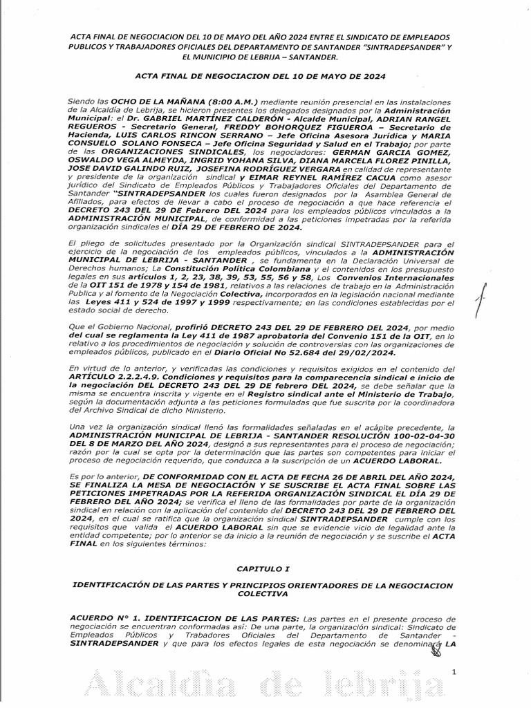 Acta Final Sintradepsander 10may2024 | PDF