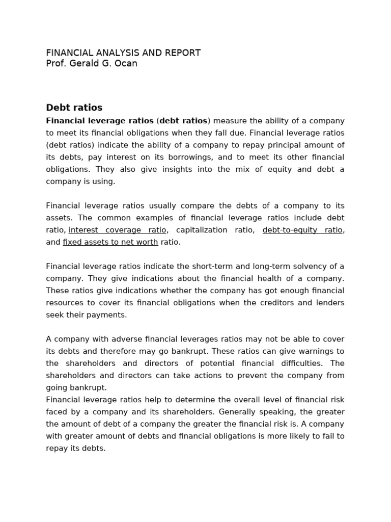 Financial Analysis and Report 4 | PDF