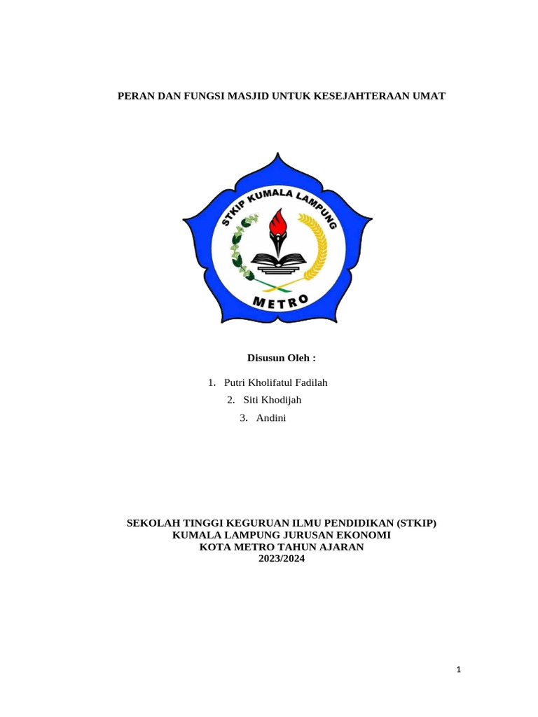 Masjid Peran Dan Fungsinya Untuk Kesejahteraan Umat 1 | PDF