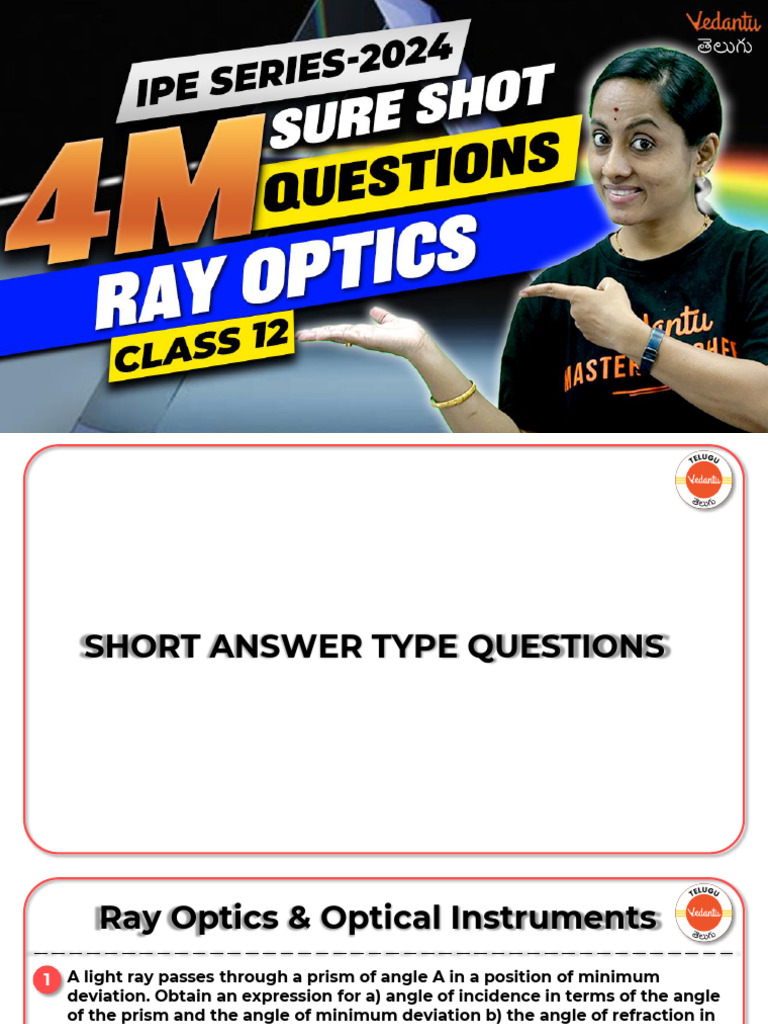 Ray Optics & Optical Instruments IPE PDF | PDF