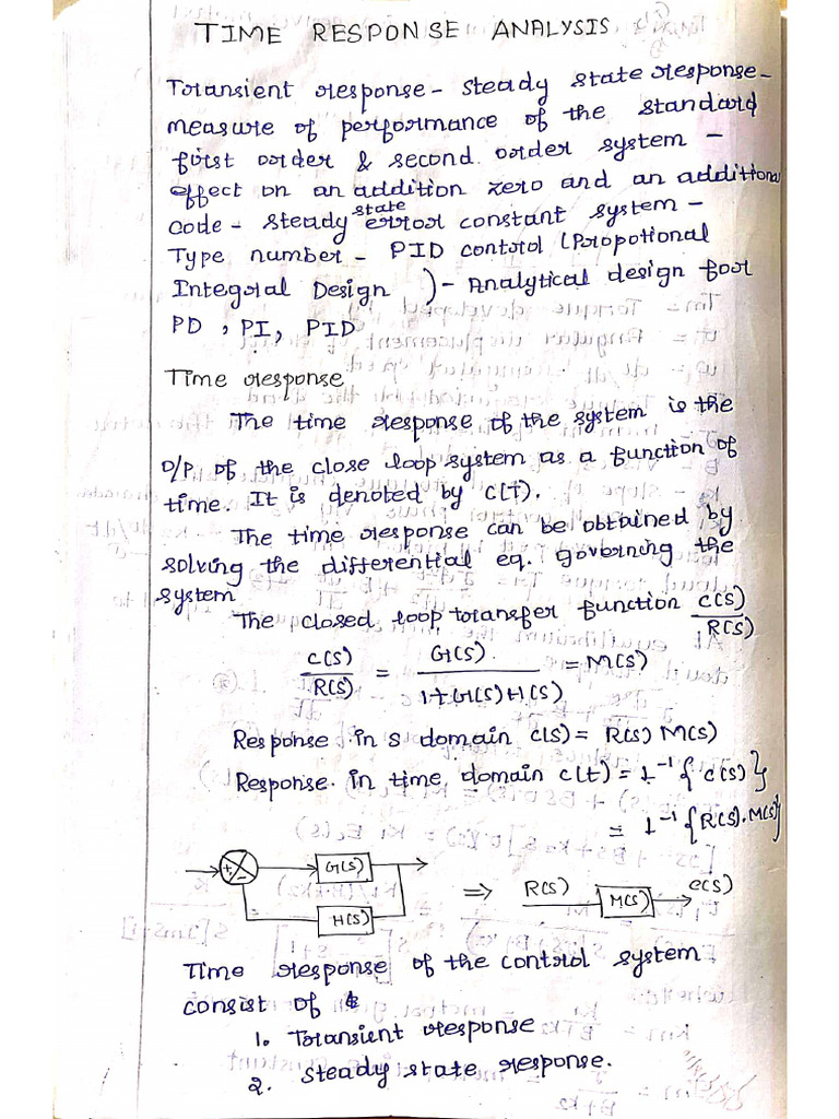 Time Response - First Order System and Second Order System | PDF
