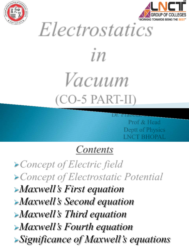 Electrostatics in Vacuum CO.5 PART II | PDF