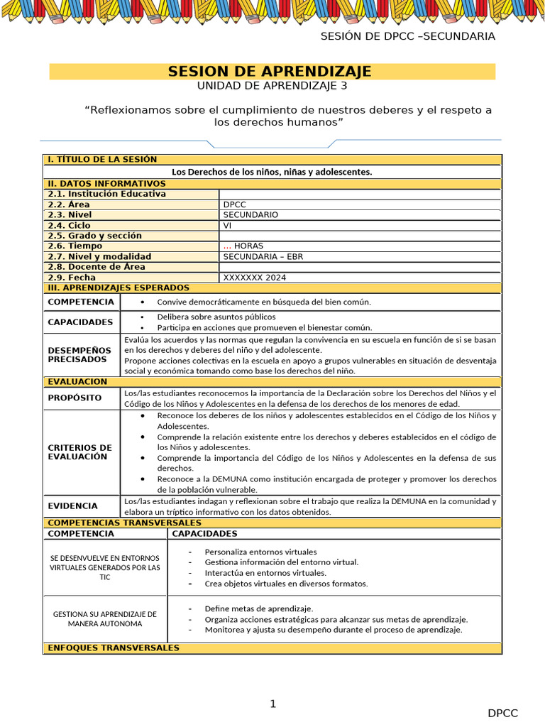 1º Ses Act 2 Uni3 - DPCC 2024 | PDF