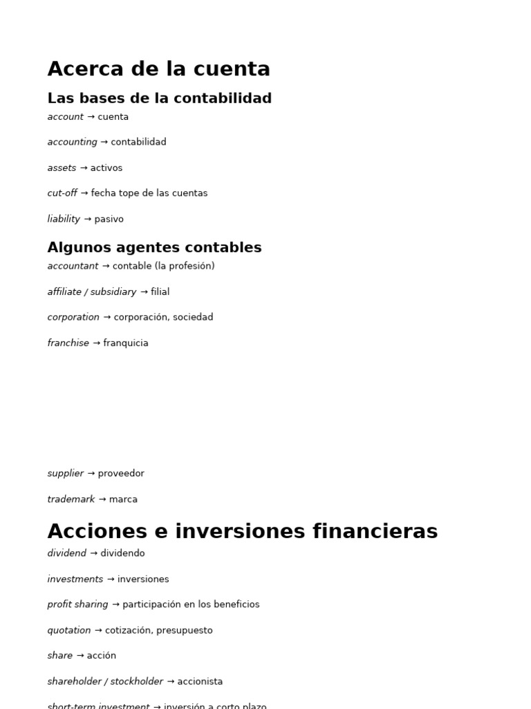 Vocabulario Contable Ingles | PDF