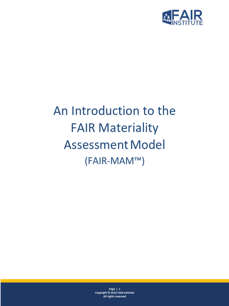 An Introduction To The FAIR Materiality Assessment Model 1692364825 | PDF