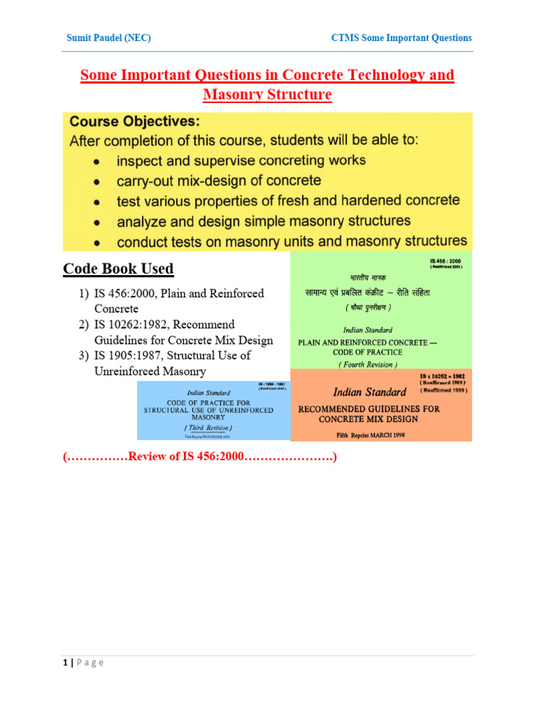 Key Concrete Technology Questions | PDF | Concrete | Cement