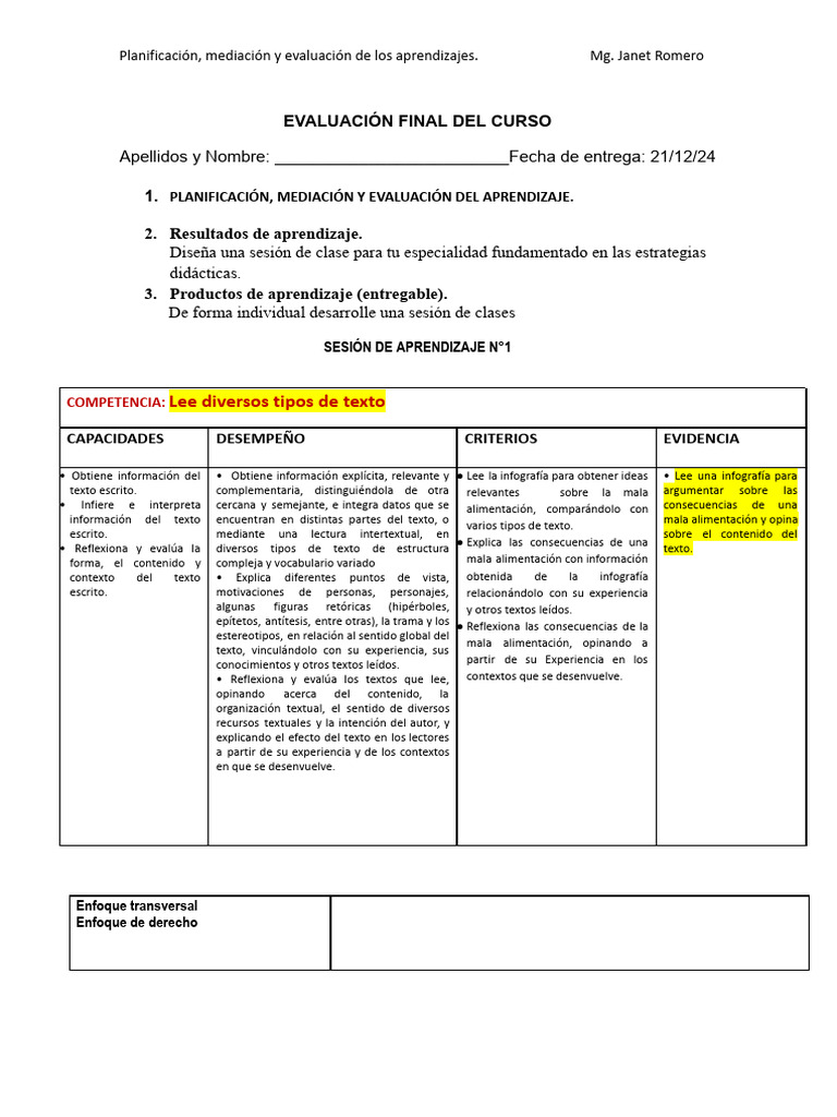 Evaluaci-N Final Del Curso | PDF | Evaluación | Infografia