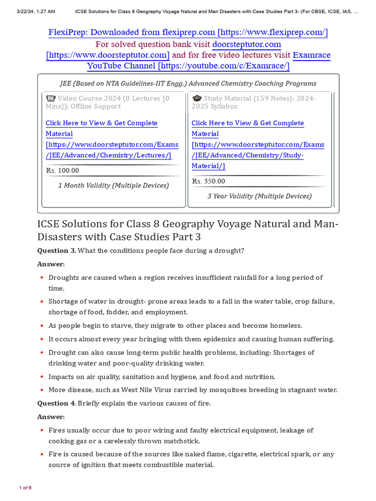 ICSE Solution For Class 8 Geography Voyage Natural and Man Made ...