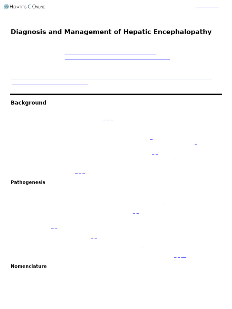 Diagnosis Management Hepatic Encephalopathy | PDF