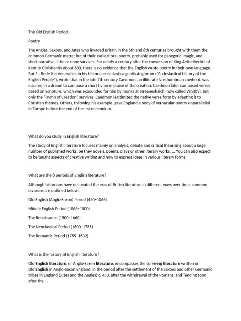 The Old English Period | PDF