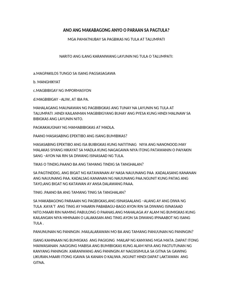 Filipino Project 2018 Ano Ang Makabagong Anyo o Paraan Sa Pagtula | PDF