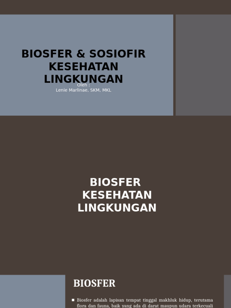 M5 Dan M6. Biosfer & Sosiosfer Kesehatan Lingkungan | PDF