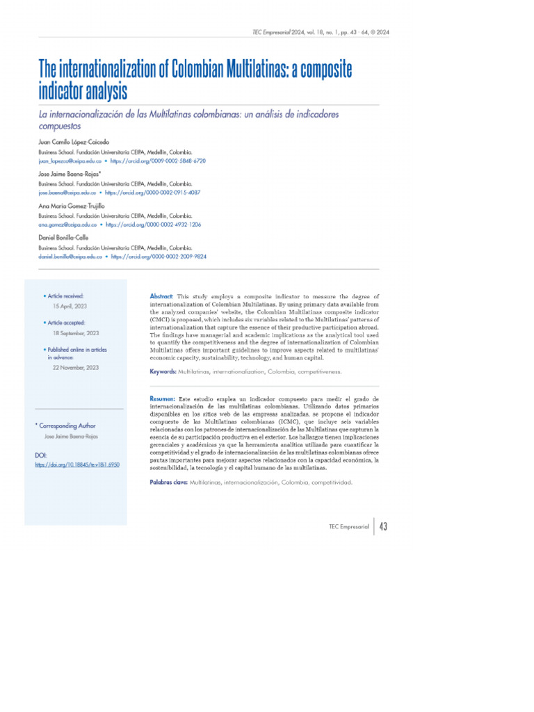 View of The Internationalization of Colombian Multilatinas - A ...