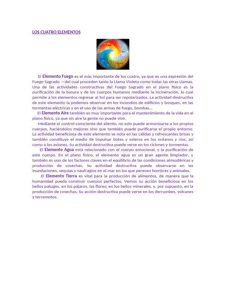 LOS CUATRO ELEMENTOS | PDF