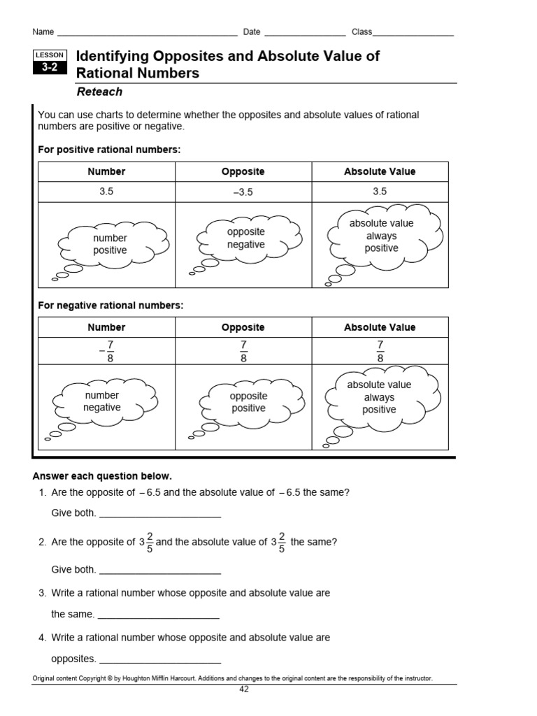 Reteach Rational Numbers | PDF