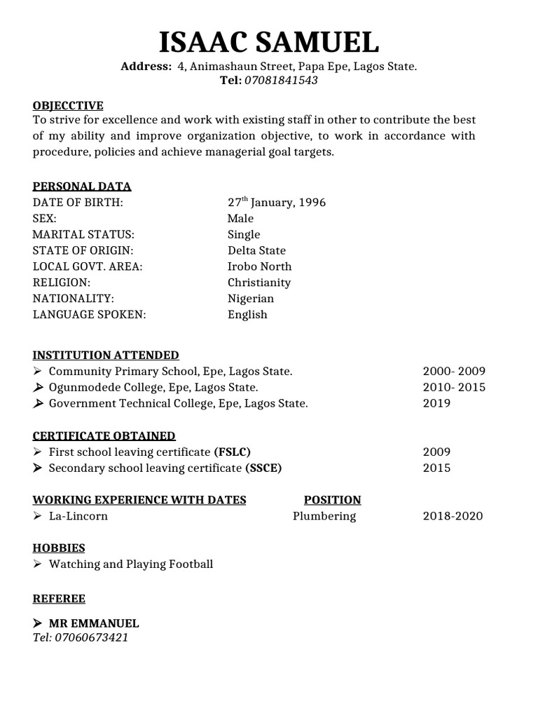 ISAAC SAMUEL CV | PDF