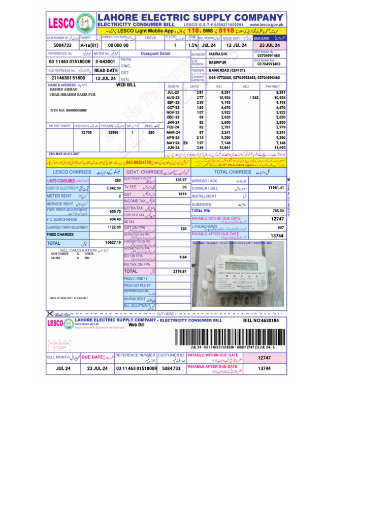 LESCO - Web Bill | PDF